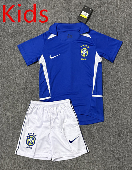 Retro 2004 Brazil SC Away Blue Kids/Youth Soccer Uniform-4247-Brazil ...